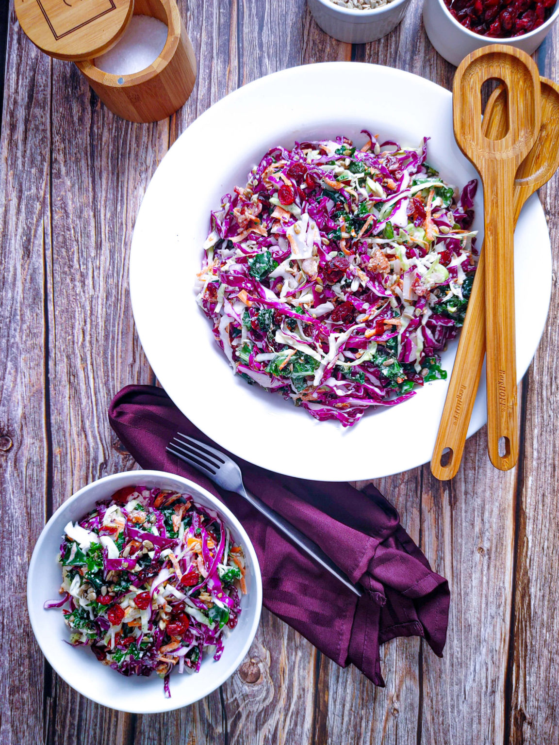 Creamy Red Cabbage Slaw with Bacon Salad Recipe - U Keep Cooking